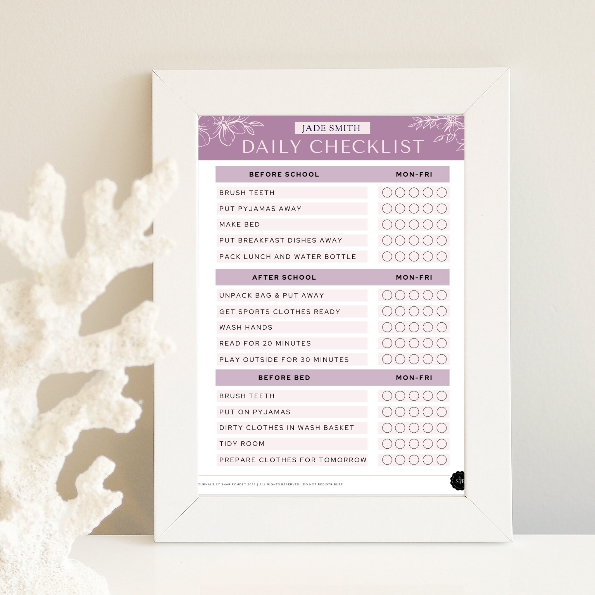 Editable Kids Checklist Chore List Daily Habit Tracker INSTANT DOWNLOAD ...