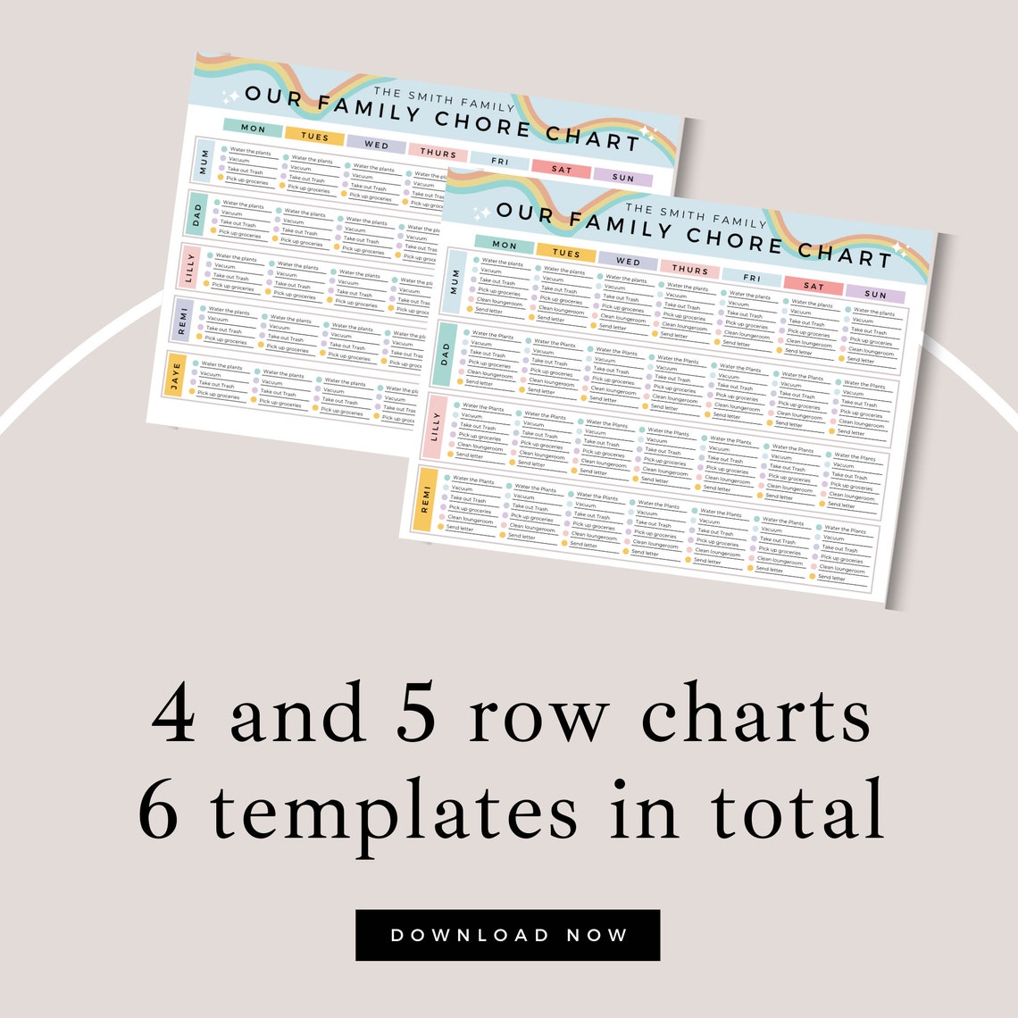 Editable Family Chore Jobs Chart | Printable Family Planner - INSTANT ...