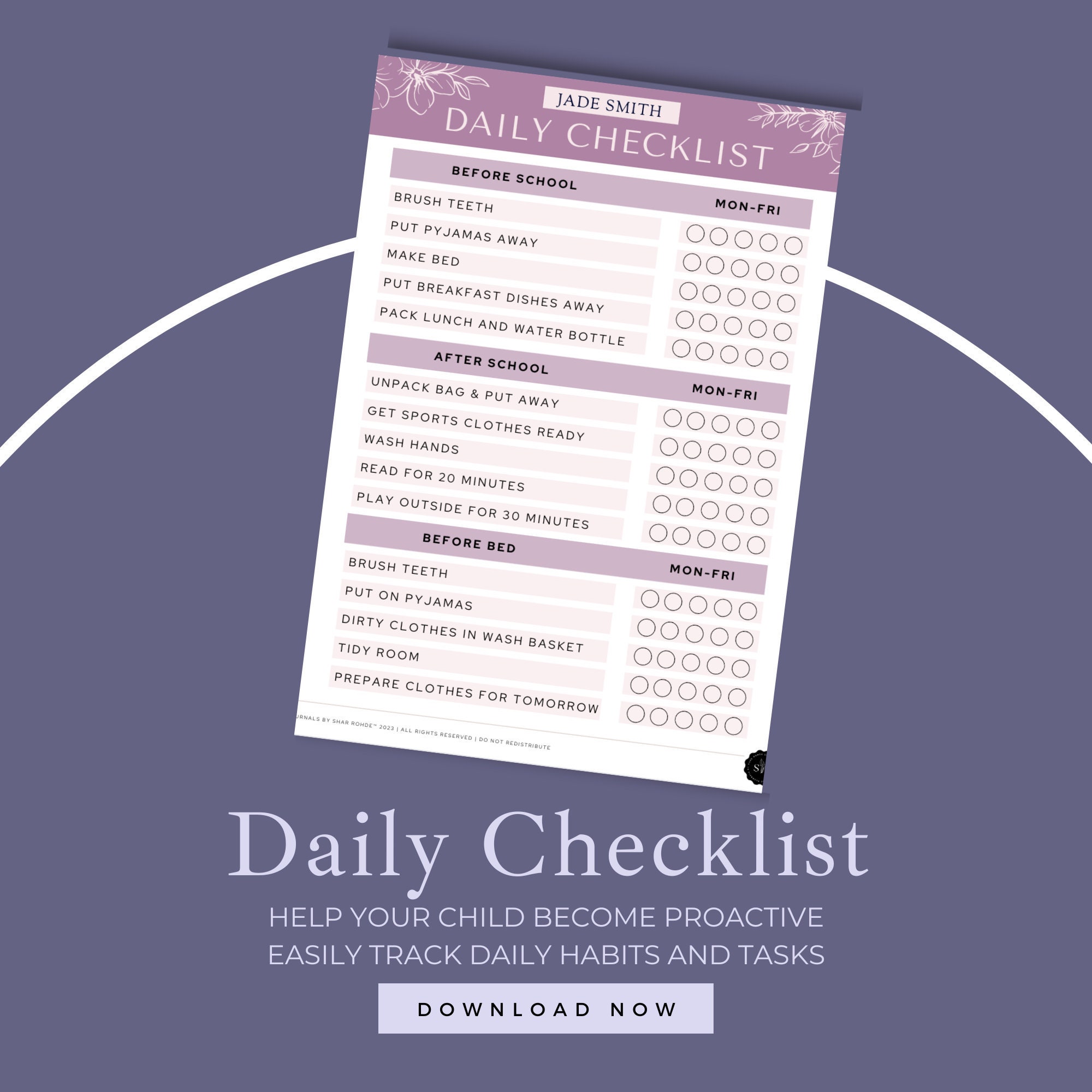 Editable Kids Checklist Chore List Daily Habit Tracker INSTANT DOWNLOAD ...