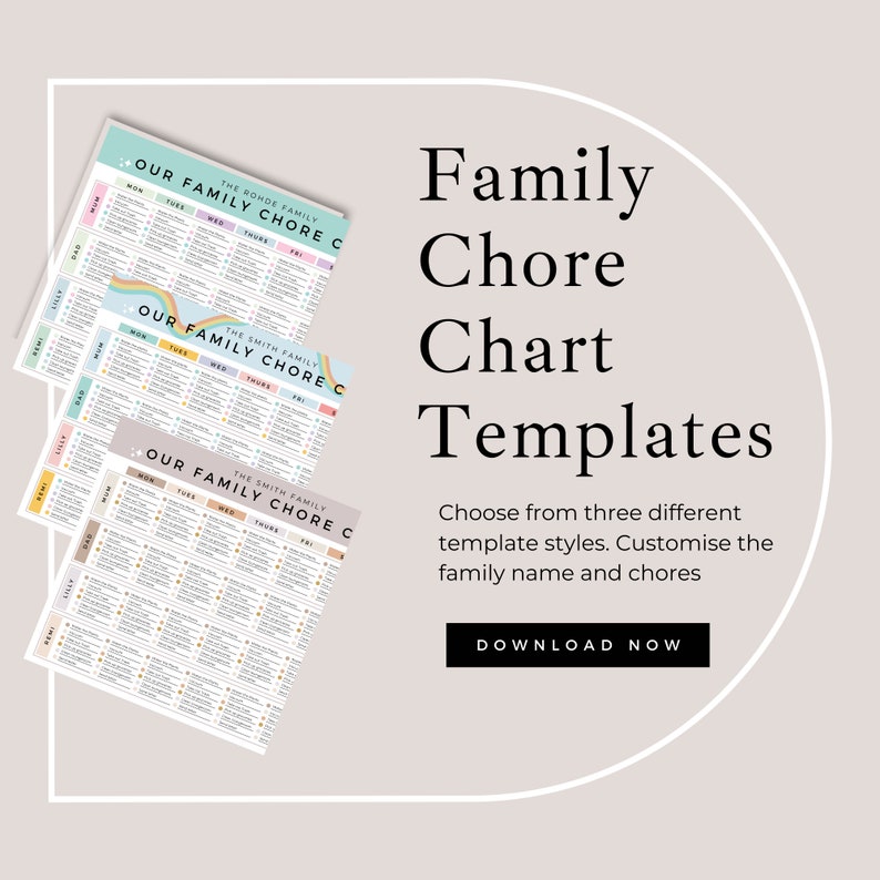 Editable Family Chore Jobs Chart | Printable Family Planner - INSTANT ...
