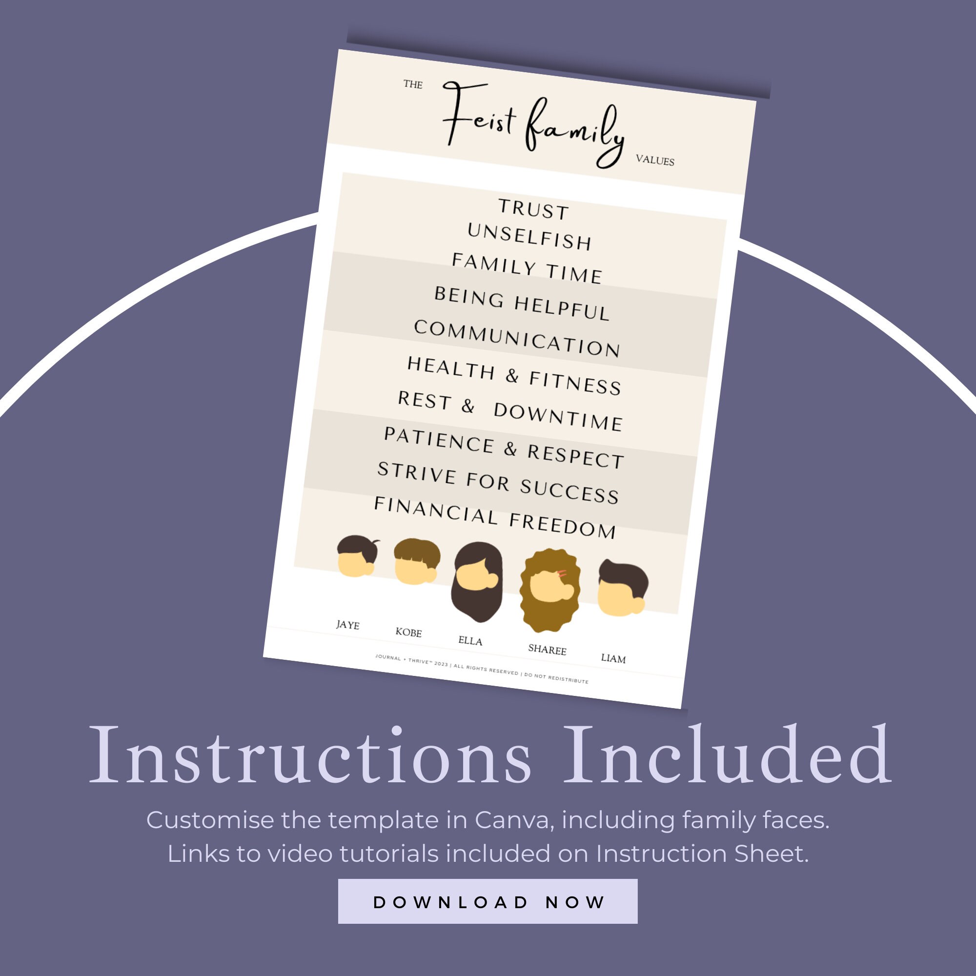 Editable Family Values | House Rules | INSTANT DOWNLOAD | Family ...