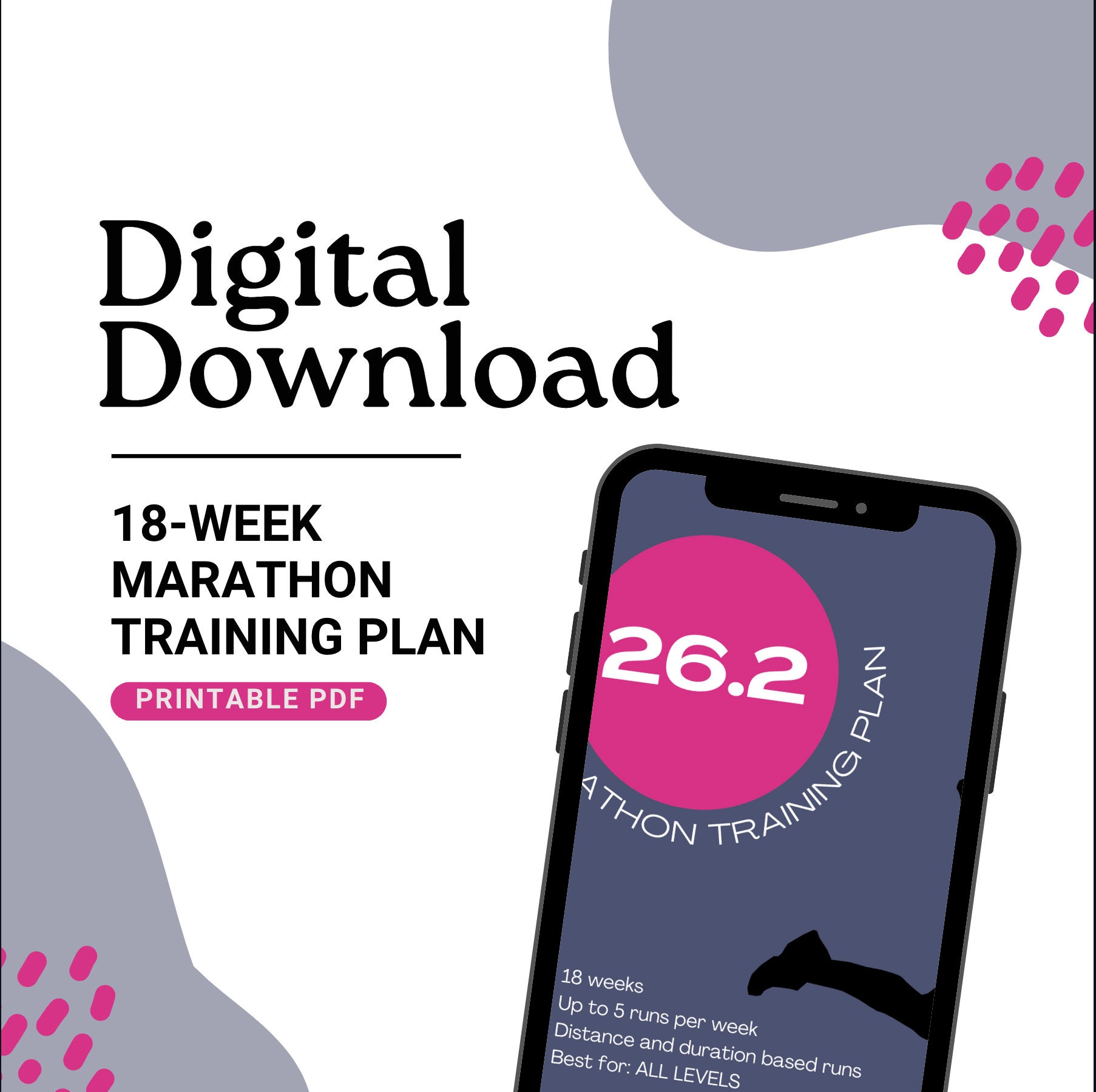 18-week Marathon Training Plan [PDF] - Etsy