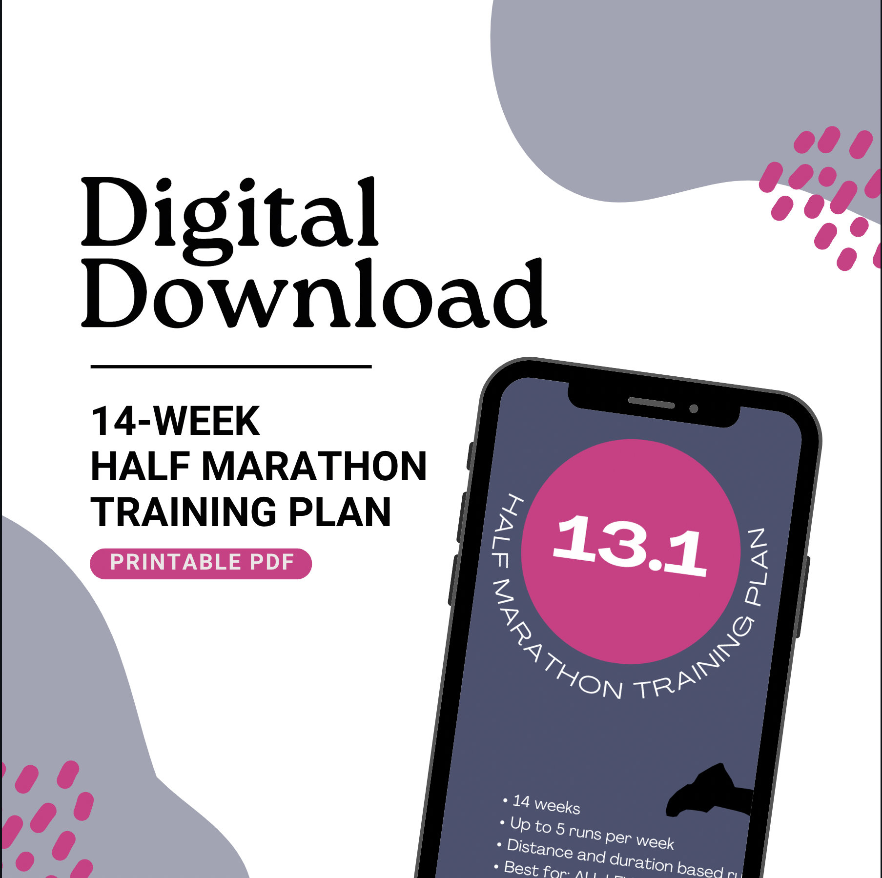14-week Half Marathon Training Plan [PDF] - Etsy