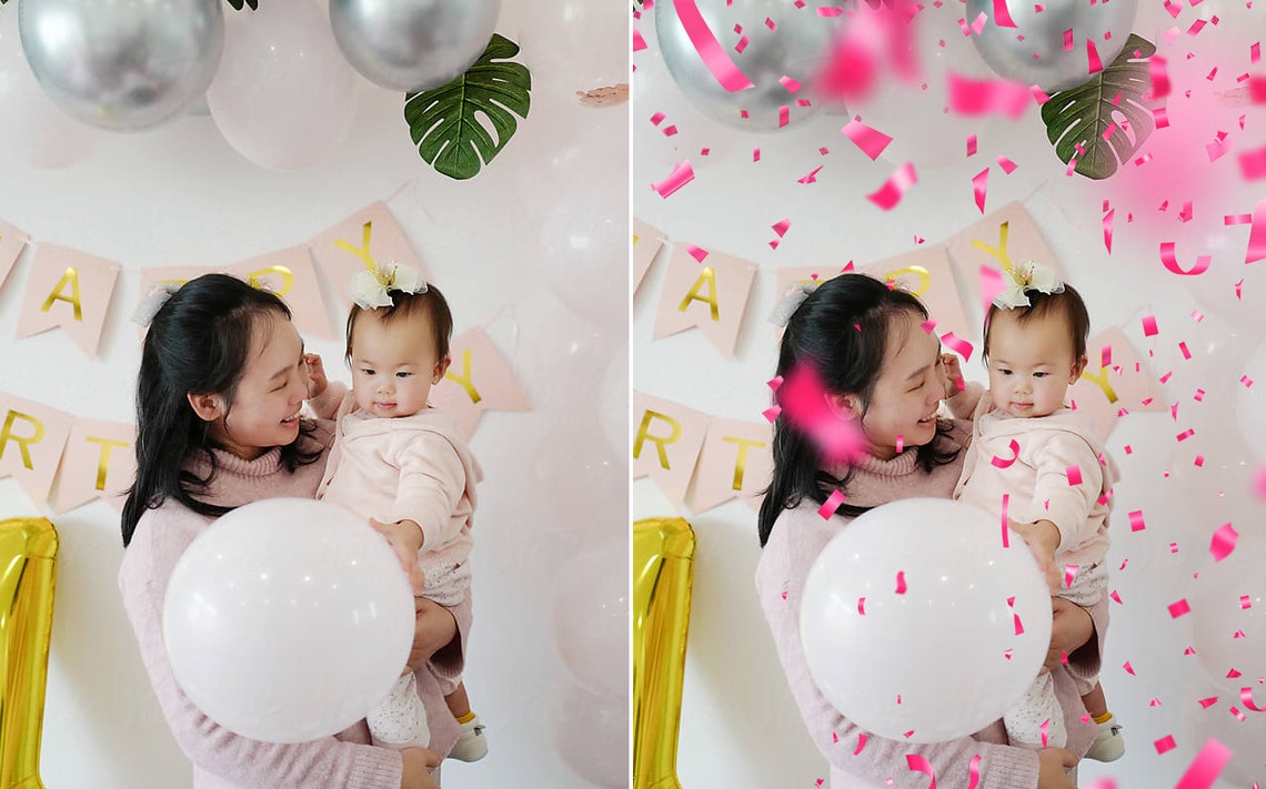 Pink Confetti PNG Photoshop Overlays - Etsy