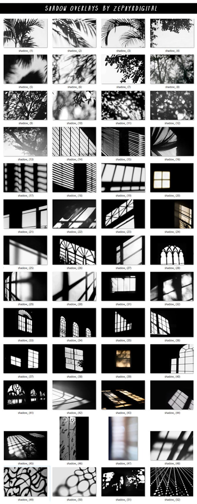 Shadows JPG Photoshop Overlays - Etsy