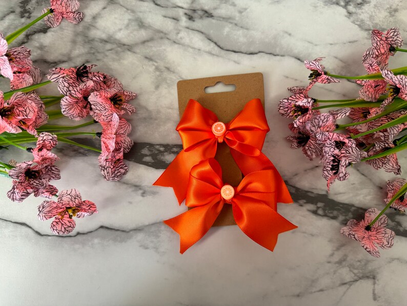 Vibrant Orange Ribbon Bow for Kids Handmade Hair Accessory for Girls ...