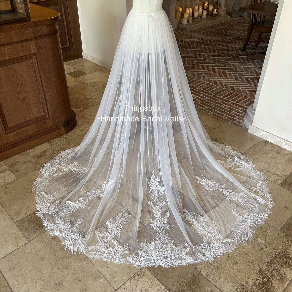 Sequined Seaweed Lace Detachable Train, Romantic Removable Lace ...