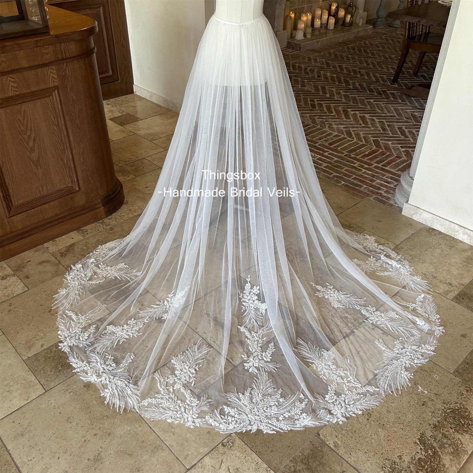 Sequined Seaweed Lace Detachable Train, Romantic Removable Lace ...