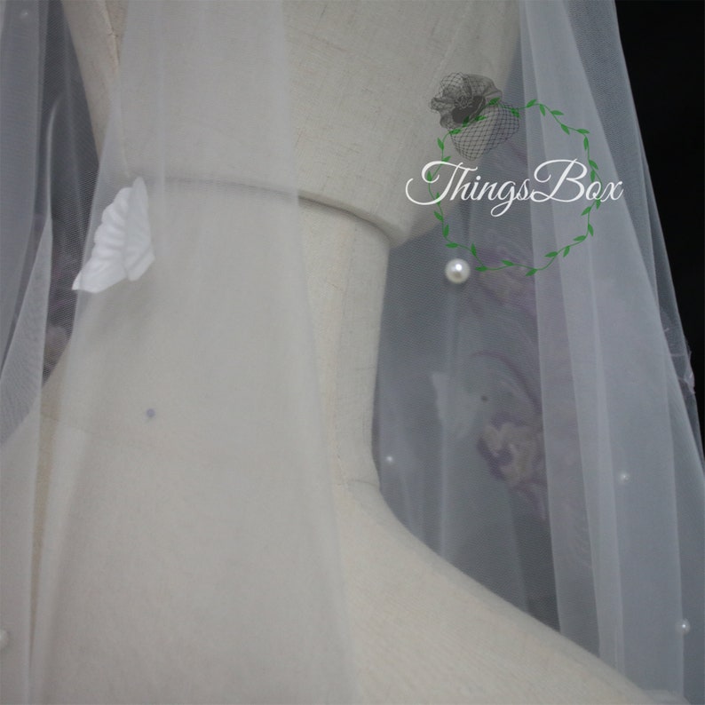 Purple Flowers Lace Short Wedding Veil, Crystal Pearl Tulle Veil Waltz ...