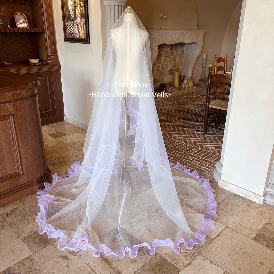 Lavender Scalloped Edge Drop Veil Simple Bridal Blusher Veil for ...
