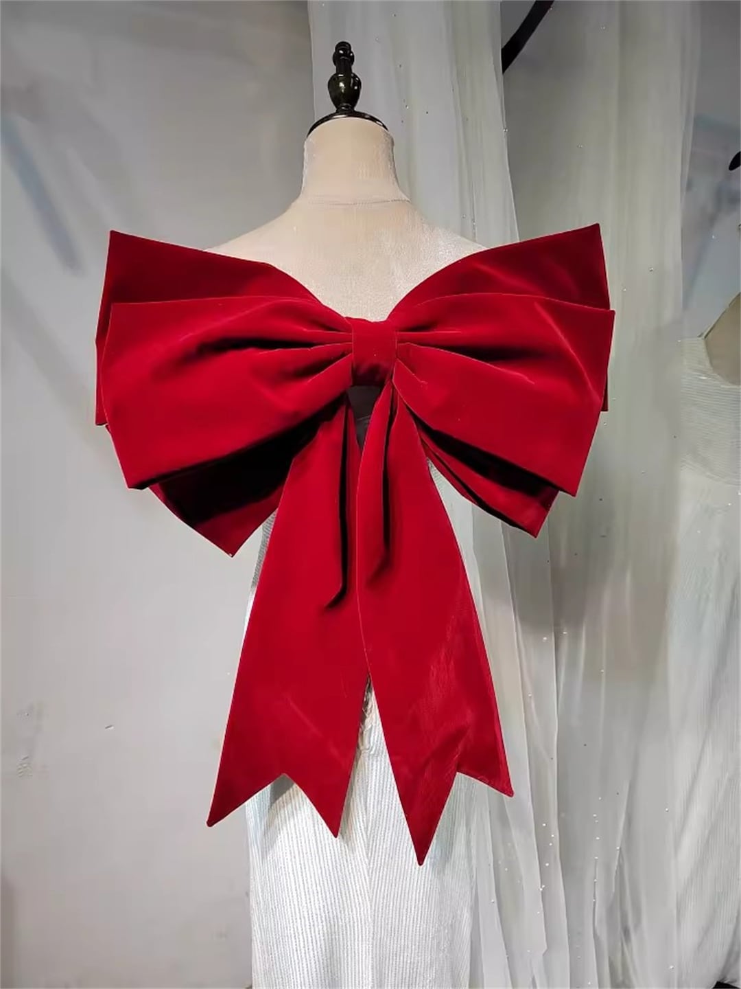 Large Red Velvet Bow Wedding Dress Prom Dress Bow Detachable Bow for ...