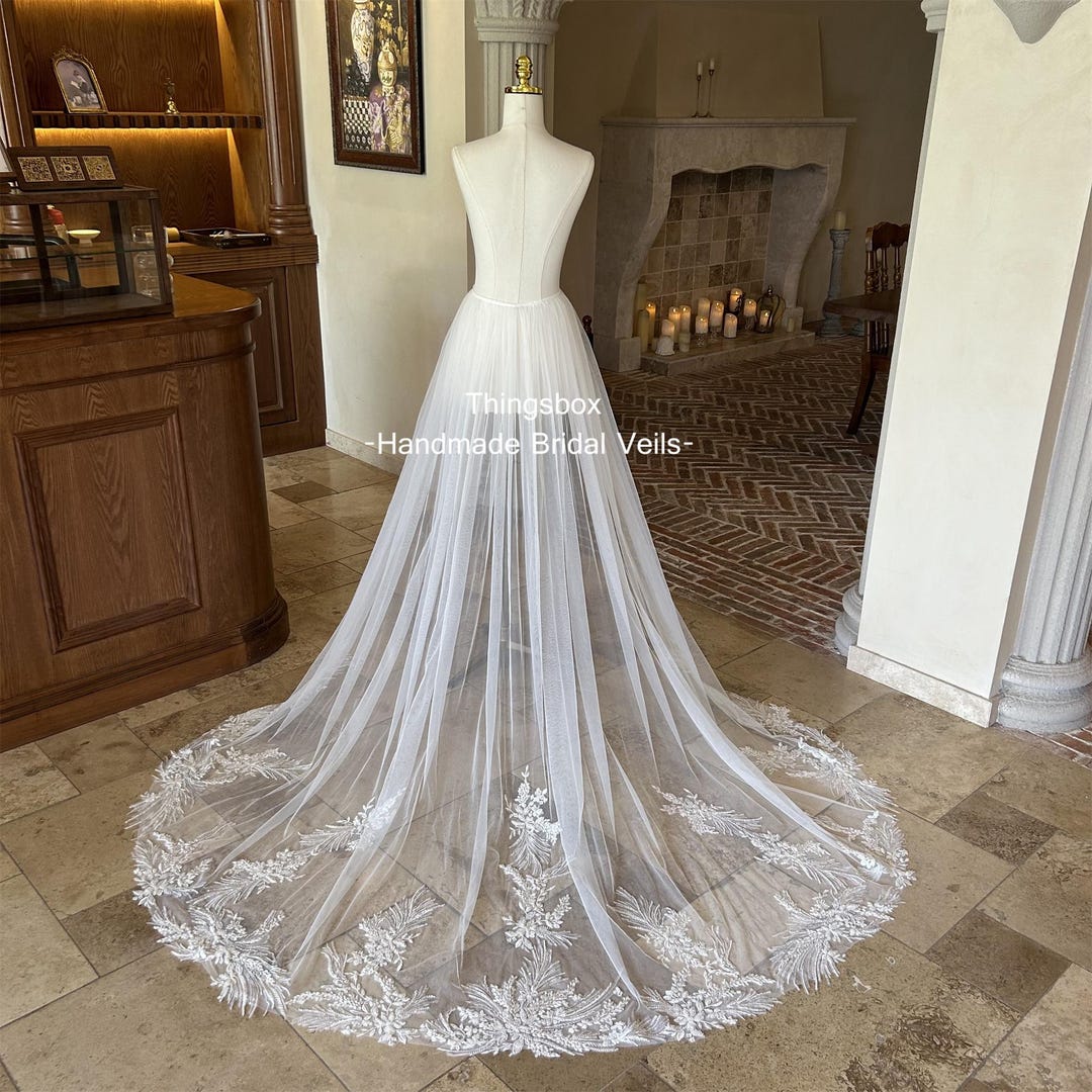 Sequined Seaweed Lace Detachable Train, Romantic Removable Lace ...