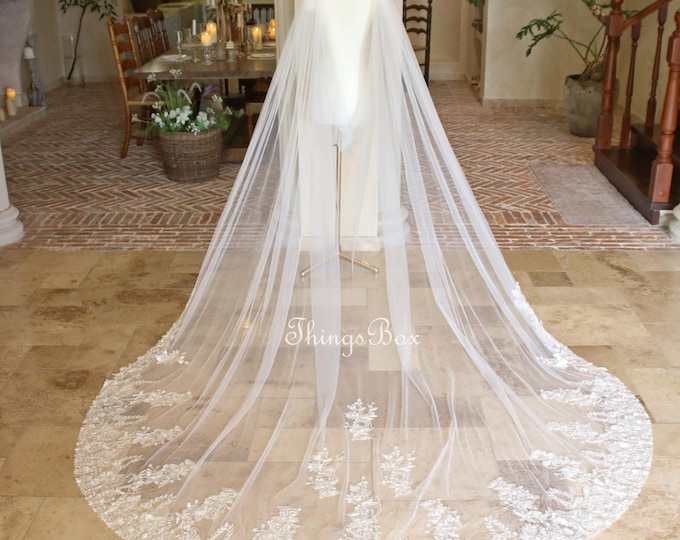 Gorgeous Wedding Cape, V-back Cape Veil, Shiny Appliques Cape Veil ...