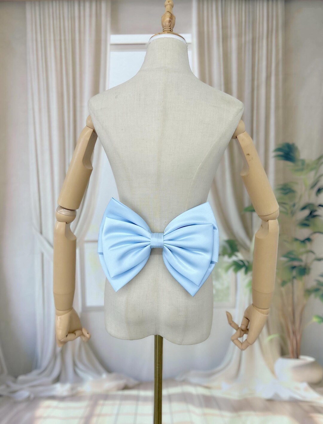 Double Bow Light Blue Satin Bow Blue Taffeta Bow Wedding Dress Bow ...