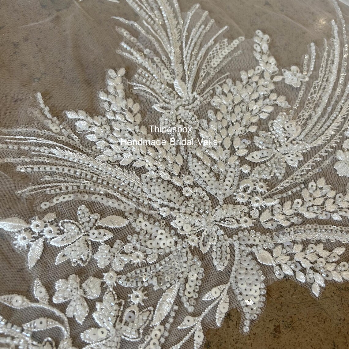 Sequined Seaweed Lace Detachable Train, Romantic Removable Lace ...
