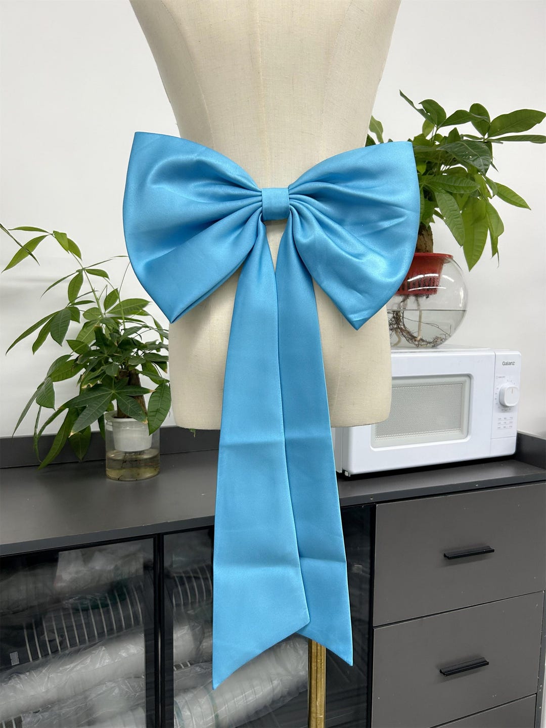 Aegean Blue Satin Bow Taffeta Bow Wedding Dress Bow Detachable Bow for ...