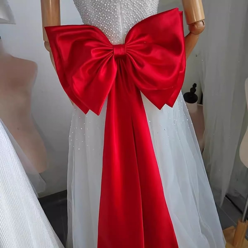 Oversized Ribbon Bow Double Taffeta Bow Wedding Dress Satin Bow Train ...