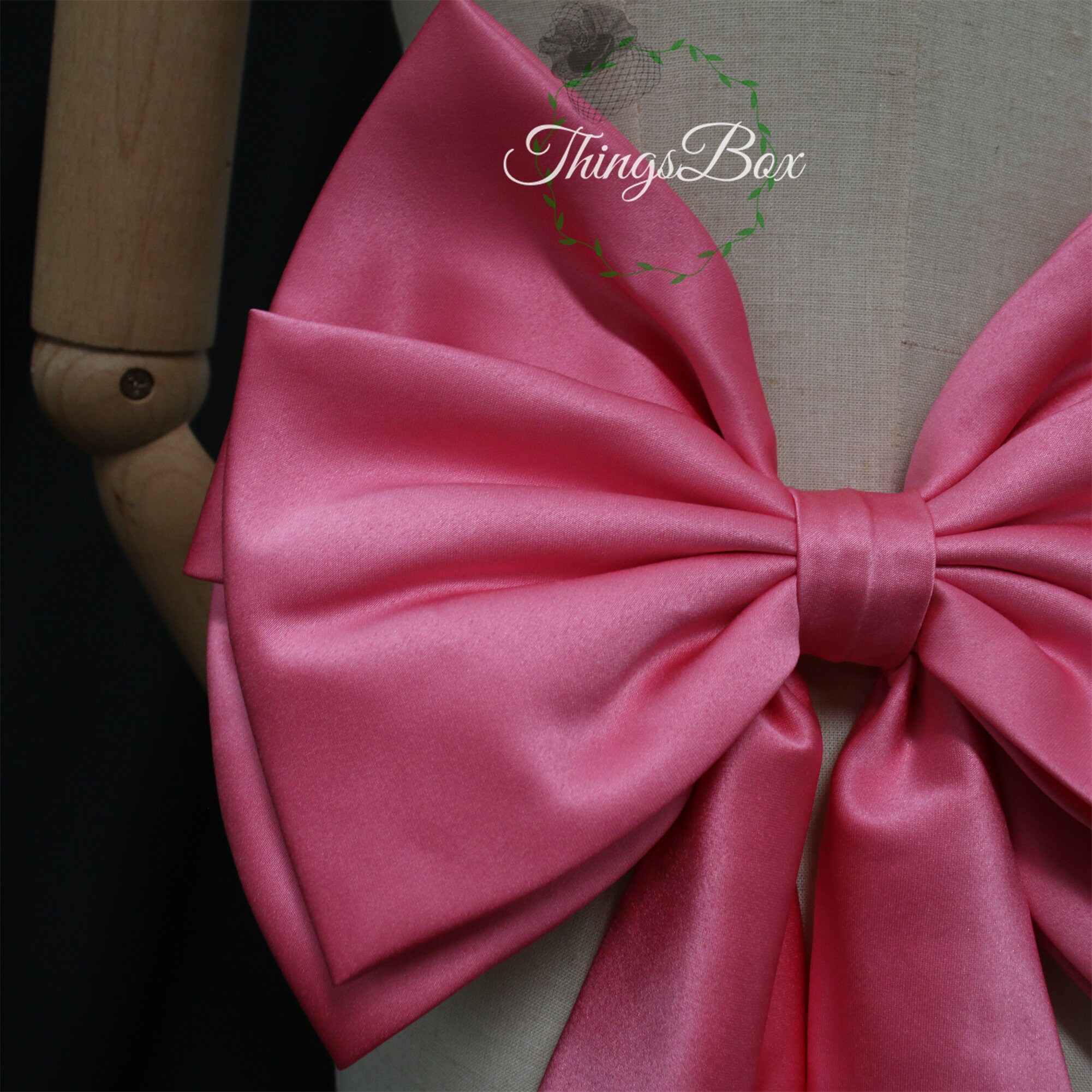 Double Bow Pink Satin Bow Blue Taffeta Bow Wedding Dress Bow Detachable ...
