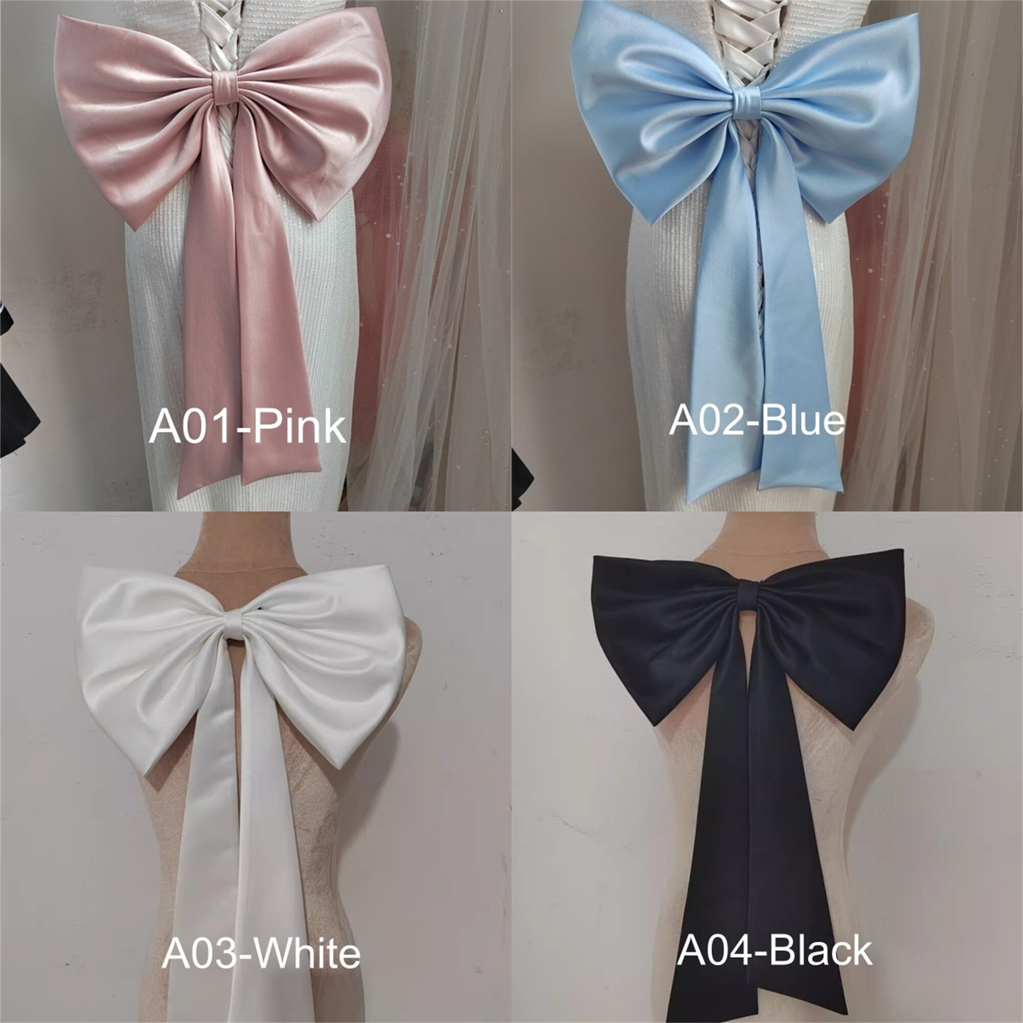 31 Colors Pink Blue White Satin Bow Taffeta Bow Wedding Dress Bow ...