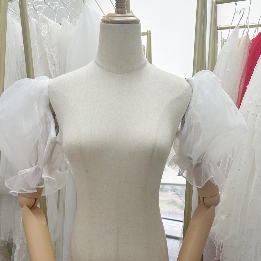 Half Bubble Sleeves Organza Puff Sleeves, Bridal Sleeves, Ruffle ...