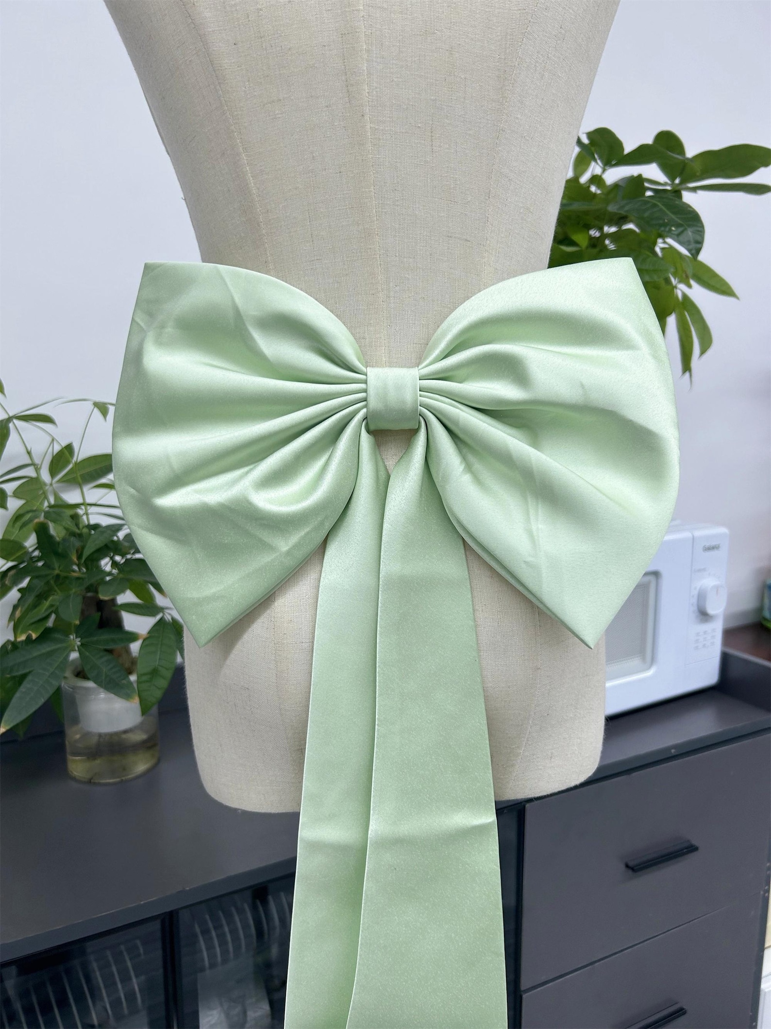 Light Mint Green Satin Bow Taffeta Bow Wedding Dress Bow Detachable Bow ...