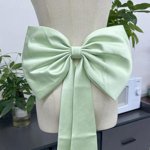 Light Mint Green Satin Bow Taffeta Bow Wedding Dress Bow Detachable Bow ...