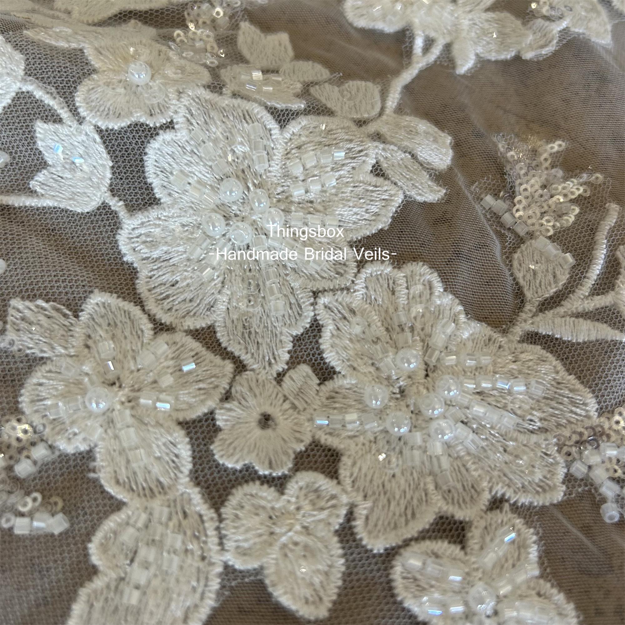 Beaded Lace Pearled Lace Detachable Train, Romantic Removable Lace ...