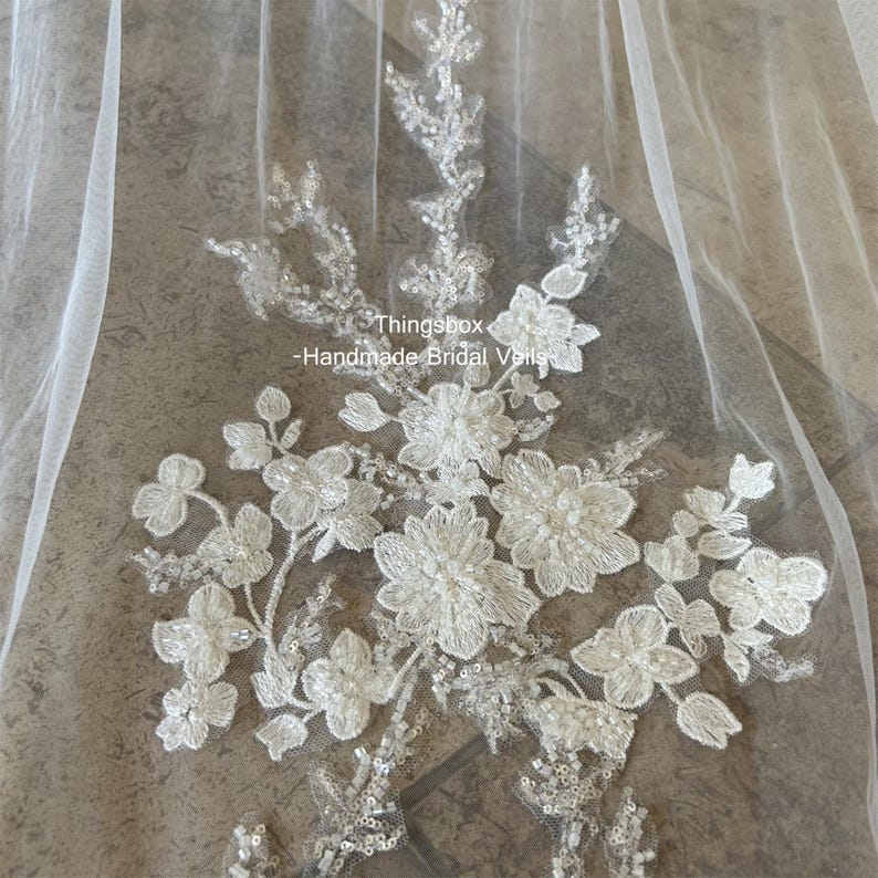 Beaded Lace Pearled Lace Detachable Train, Romantic Removable Lace ...