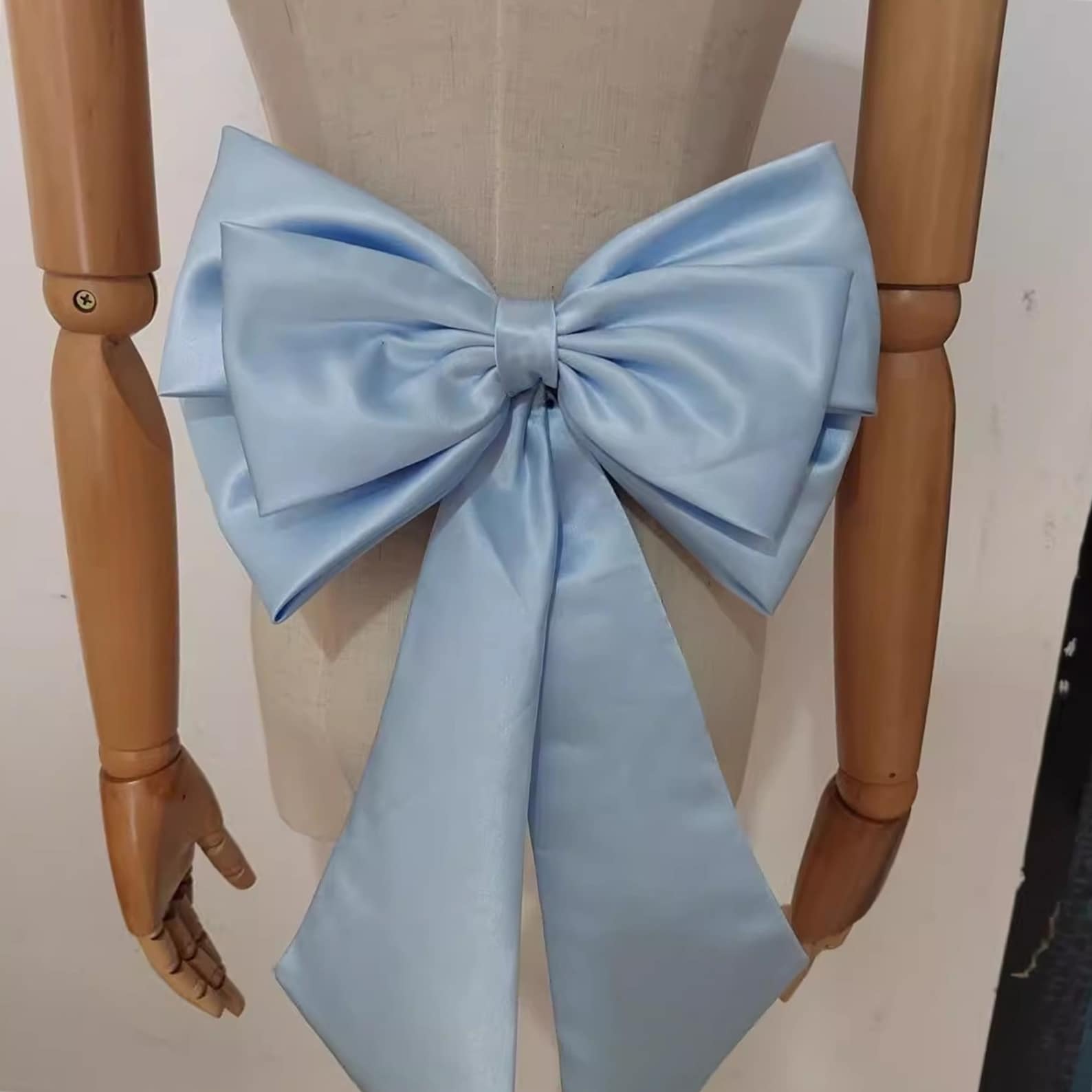 Double Bow Pink Satin Bow Blue Taffeta Bow Wedding Dress Bow Detachable ...
