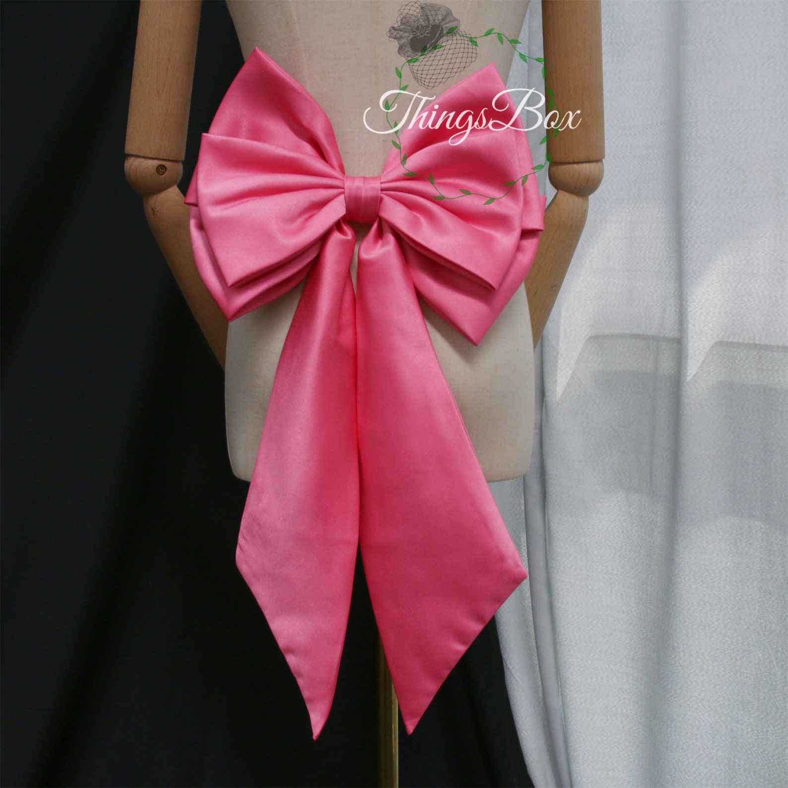 Double Bow Pink Satin Bow Blue Taffeta Bow Wedding Dress Bow Detachable ...