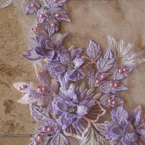 Lavender Flower Lace Veil Rhinestone Crystal Veil Pearl Flowery Bridal ...
