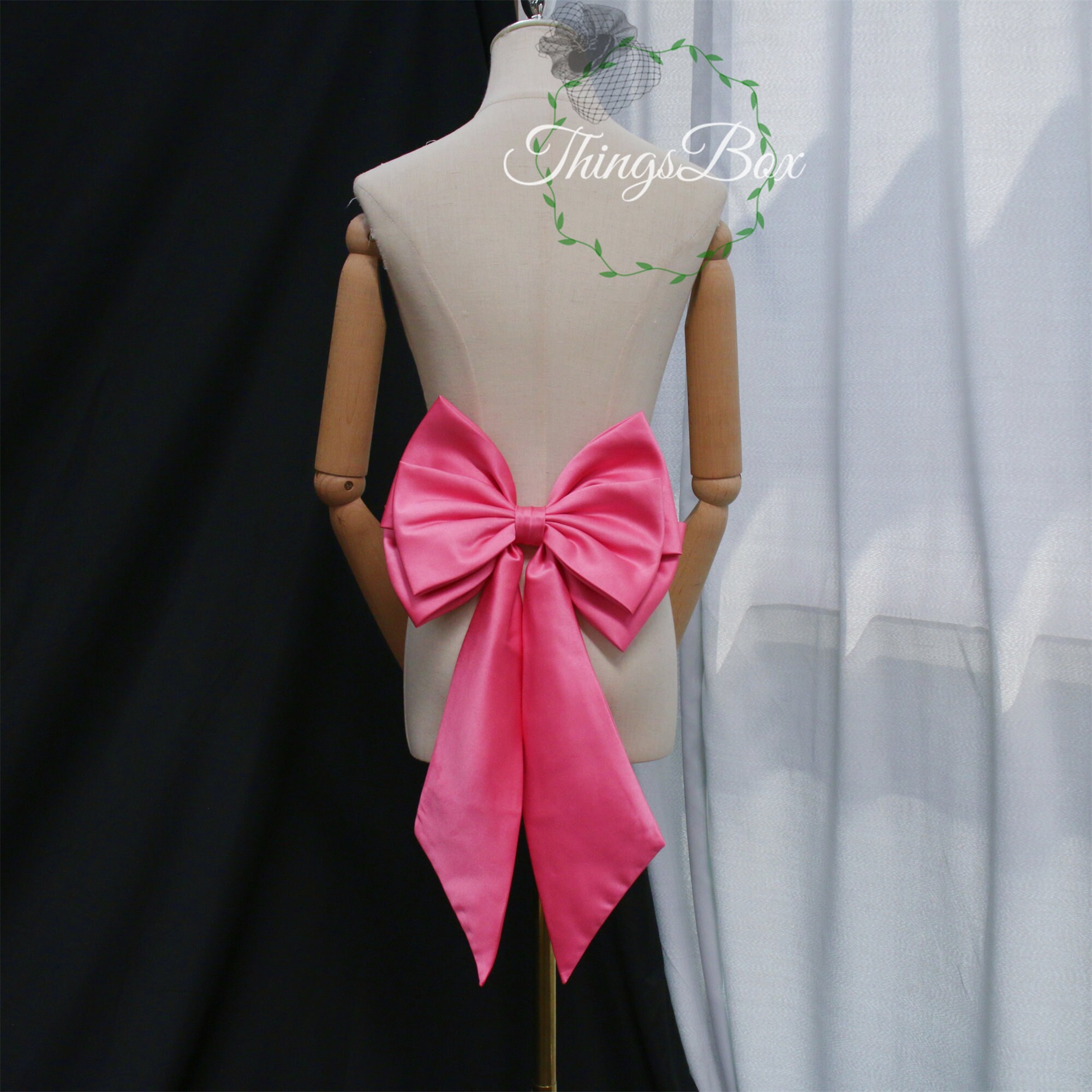 Double Bow Pink Satin Bow Blue Taffeta Bow Wedding Dress Bow Detachable ...