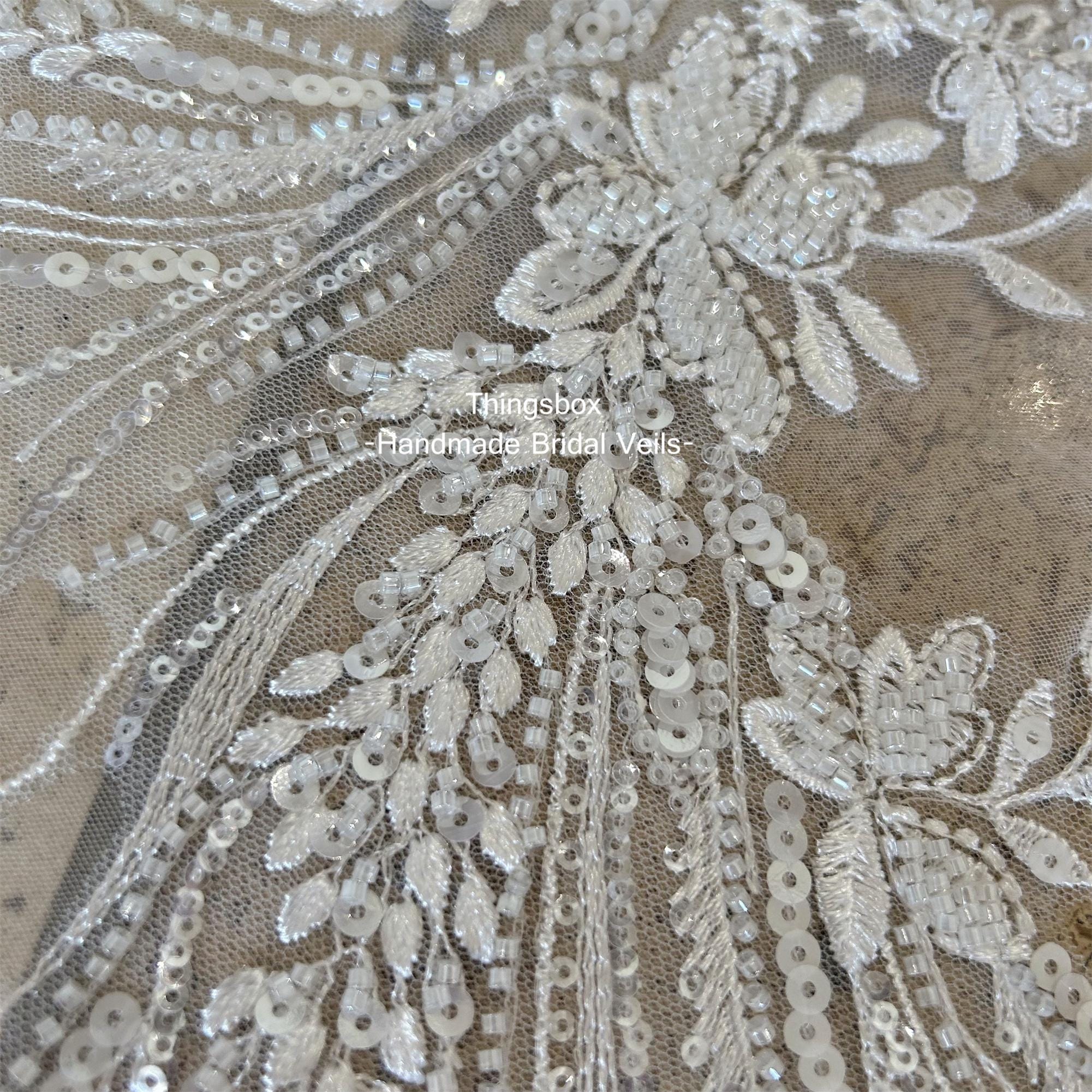 Sequined Seaweed Lace Detachable Train, Romantic Removable Lace ...