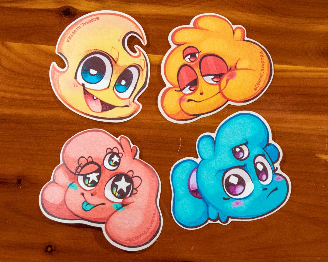 Cute Character Stickers 3 Inch Laptop Decal, Notebook, Scrapbooking ...