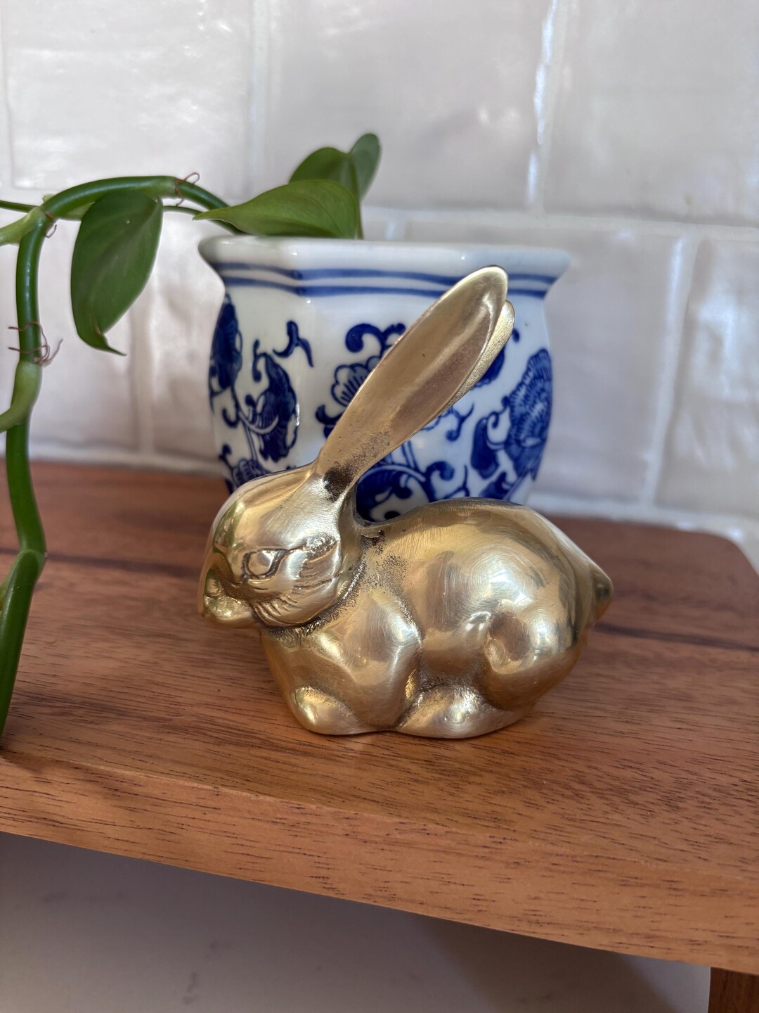 Vintage Solid Brass Bunny Figurine – Polished Rabbit Paperweight or ...