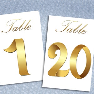 Printable Golden Wedding Table Numbers,digital Download, Modern, From 1 ...