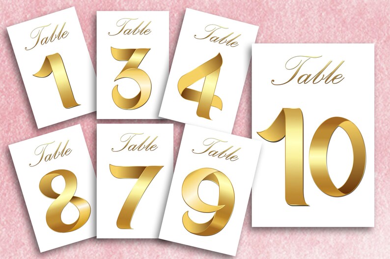 Printable Golden Wedding Table Numbers,digital Download, Modern, From 1 ...