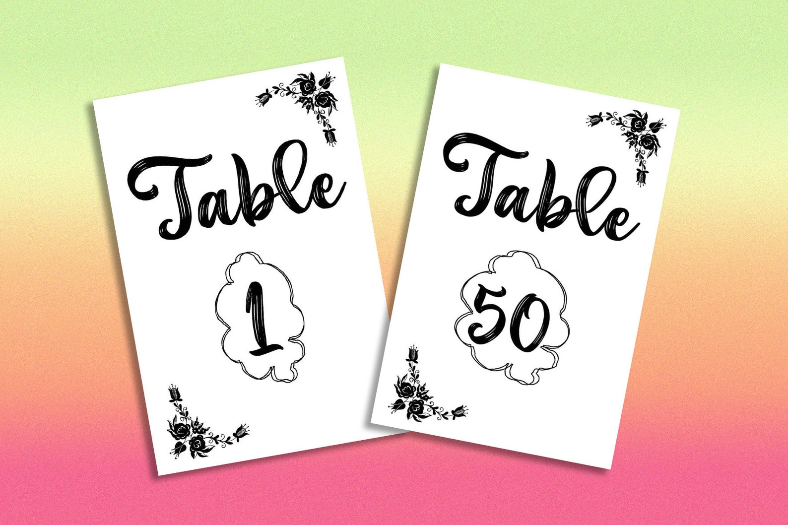 Printable Digital Table Numbers,wooow From 1 to 50 - Etsy
