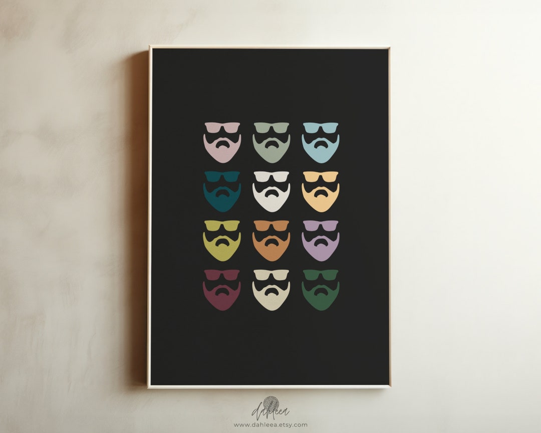 BEARDS GRAPHICAL ABSTRACT /// Black Minimal Printable Wall Art, Modern ...