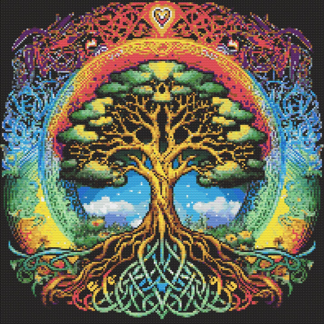 Rainbow Tree of Life 6 Cross-stitch Pattern Digital Download - Etsy
