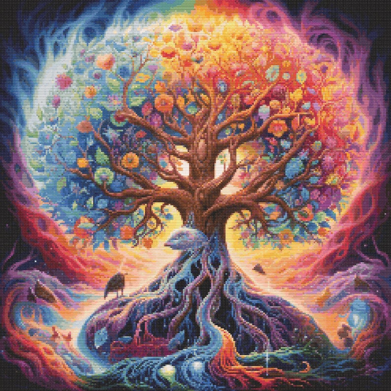 Rainbow Tree of Life 3 Cross-stitch Pattern Digital Download - Etsy