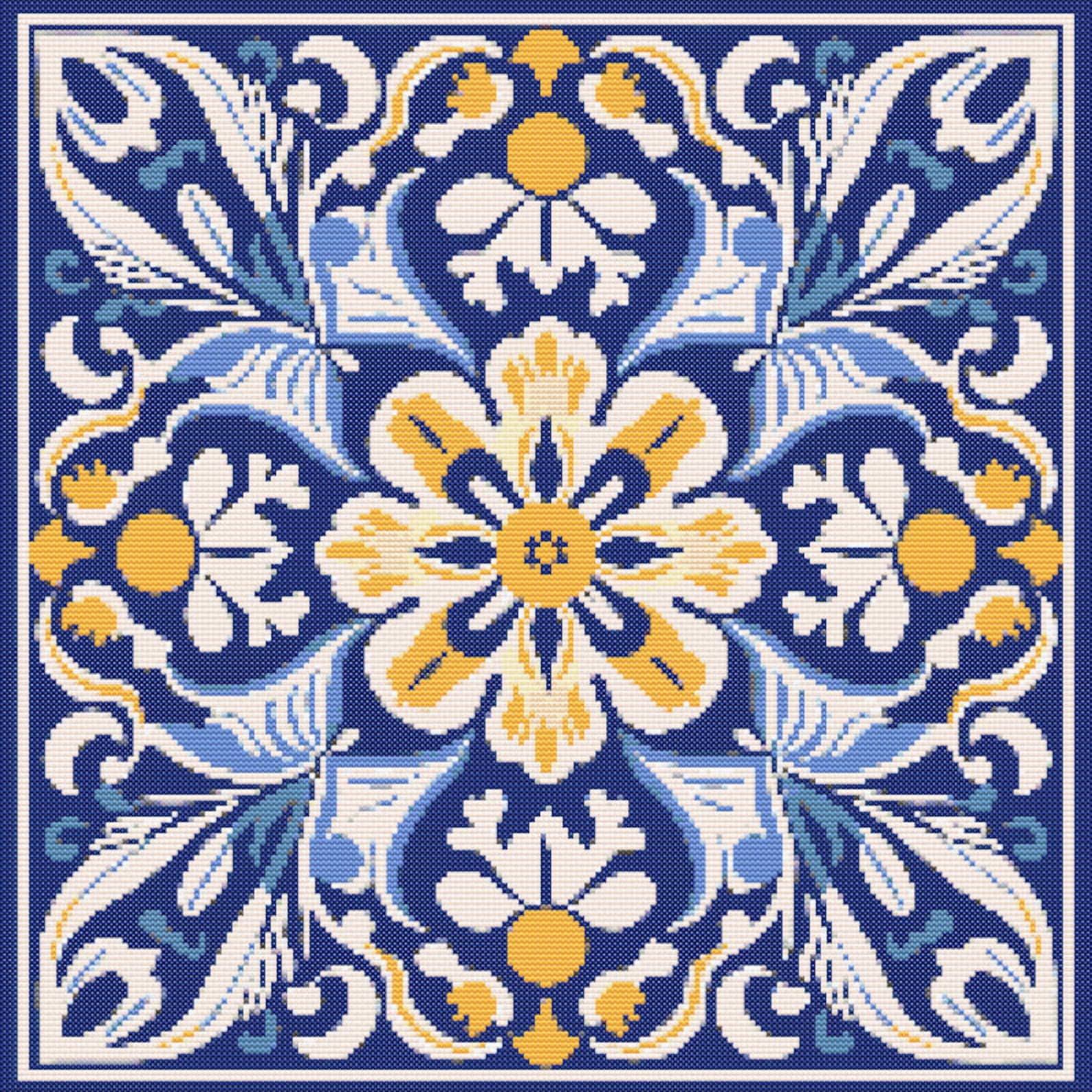 Mexican Tile Pattern 1 Cross-stitch Pattern Digital Download - Etsy