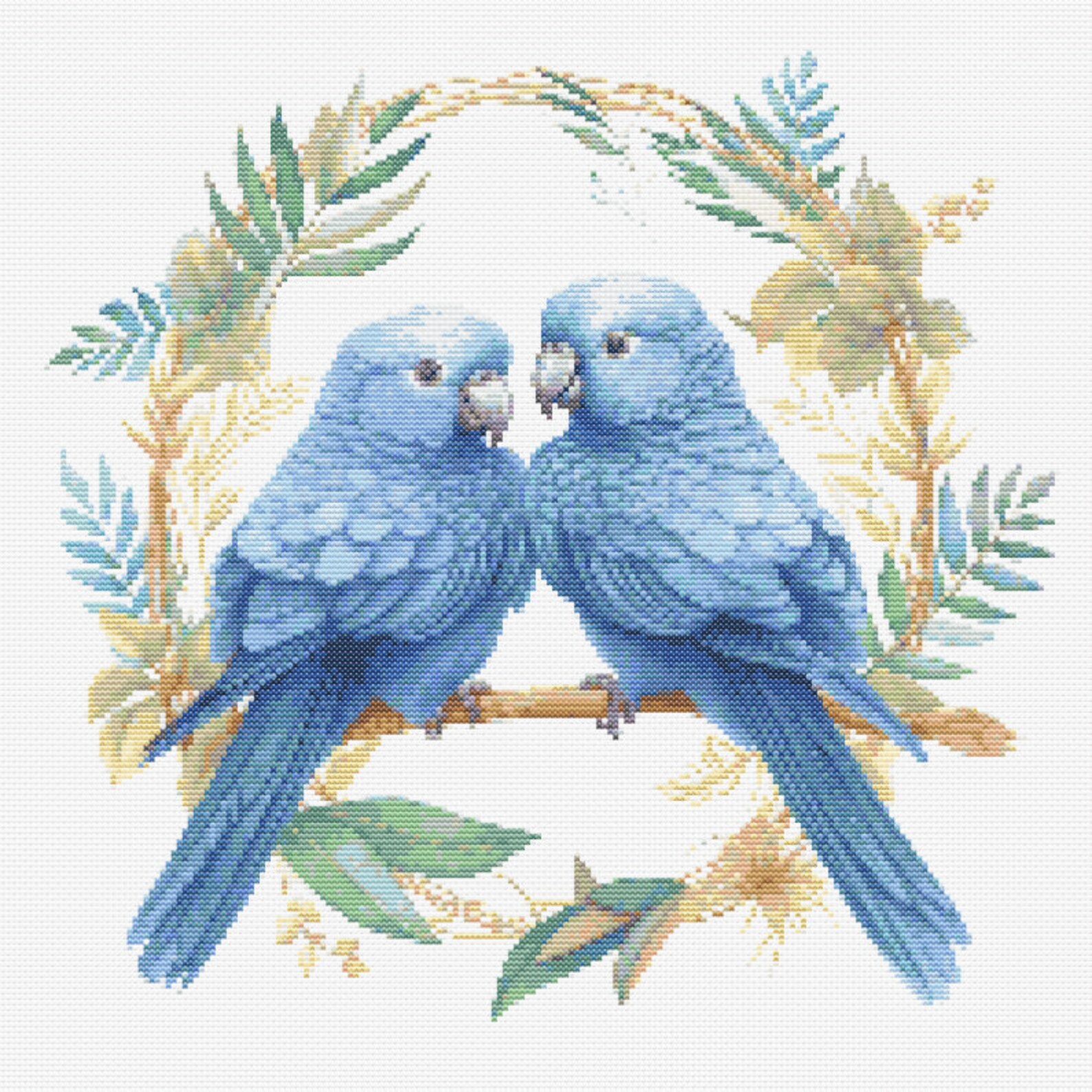 Blue Parakeets 1 Cross-stitch Pattern Digital Download - Etsy