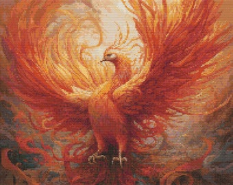 Phoenix Rising Cross Stitch Pattern Golden, Fire, Ice, Phoenix ...