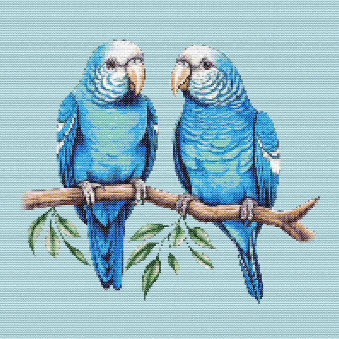 Blue Parakeets 4 Cross-stitch Pattern Digital Download - Etsy