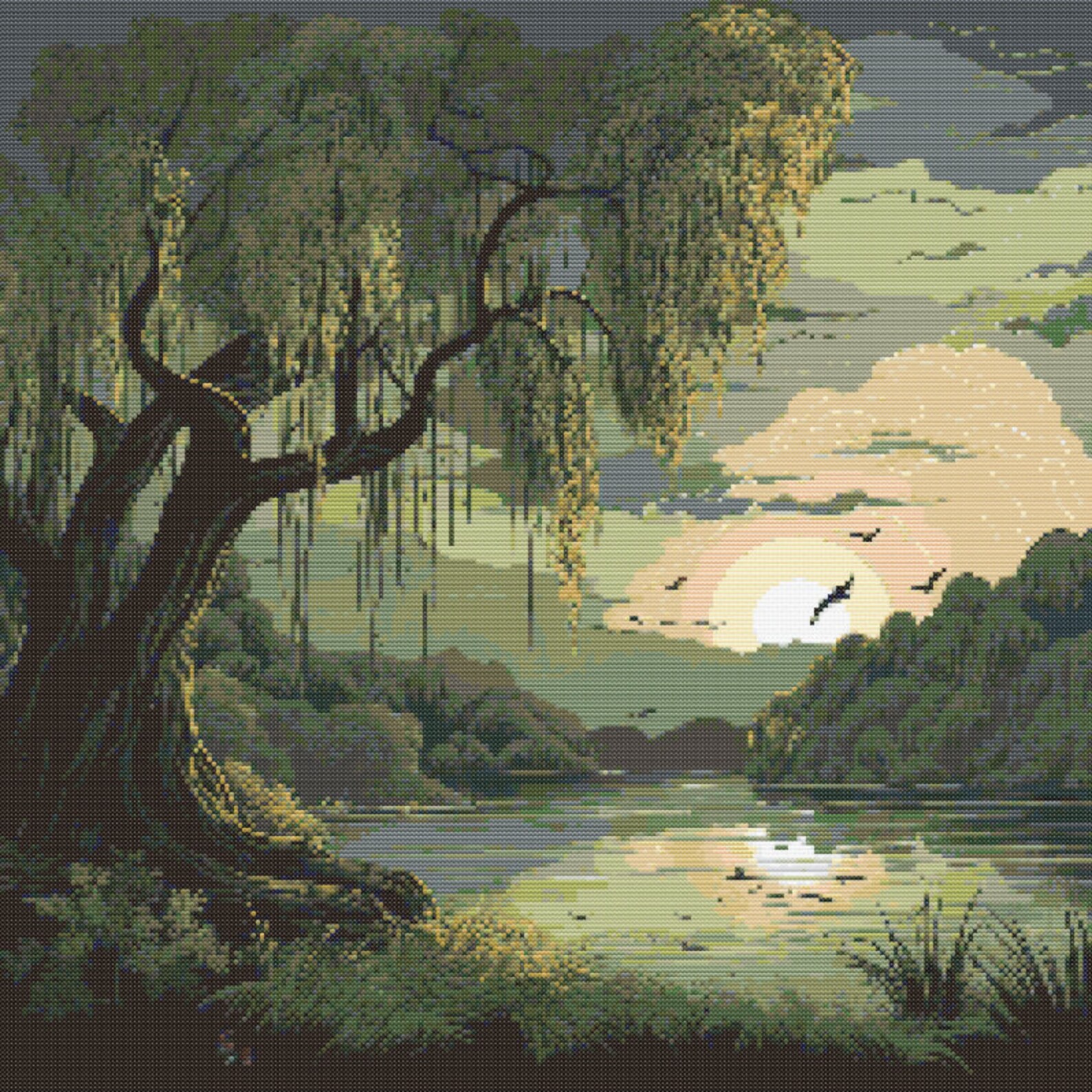 Weeping Willow Tree Scene 3 Cross-stitch Pattern Digital Download - Etsy