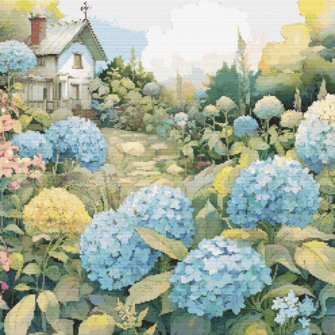 Hydrangeas Garden 5 Cross-stitch Pattern Digital Download - Etsy