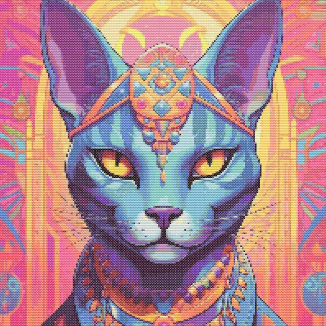 Egyptian Cat in Bright Colors 3 Cross-stitch Pattern Digital Download ...