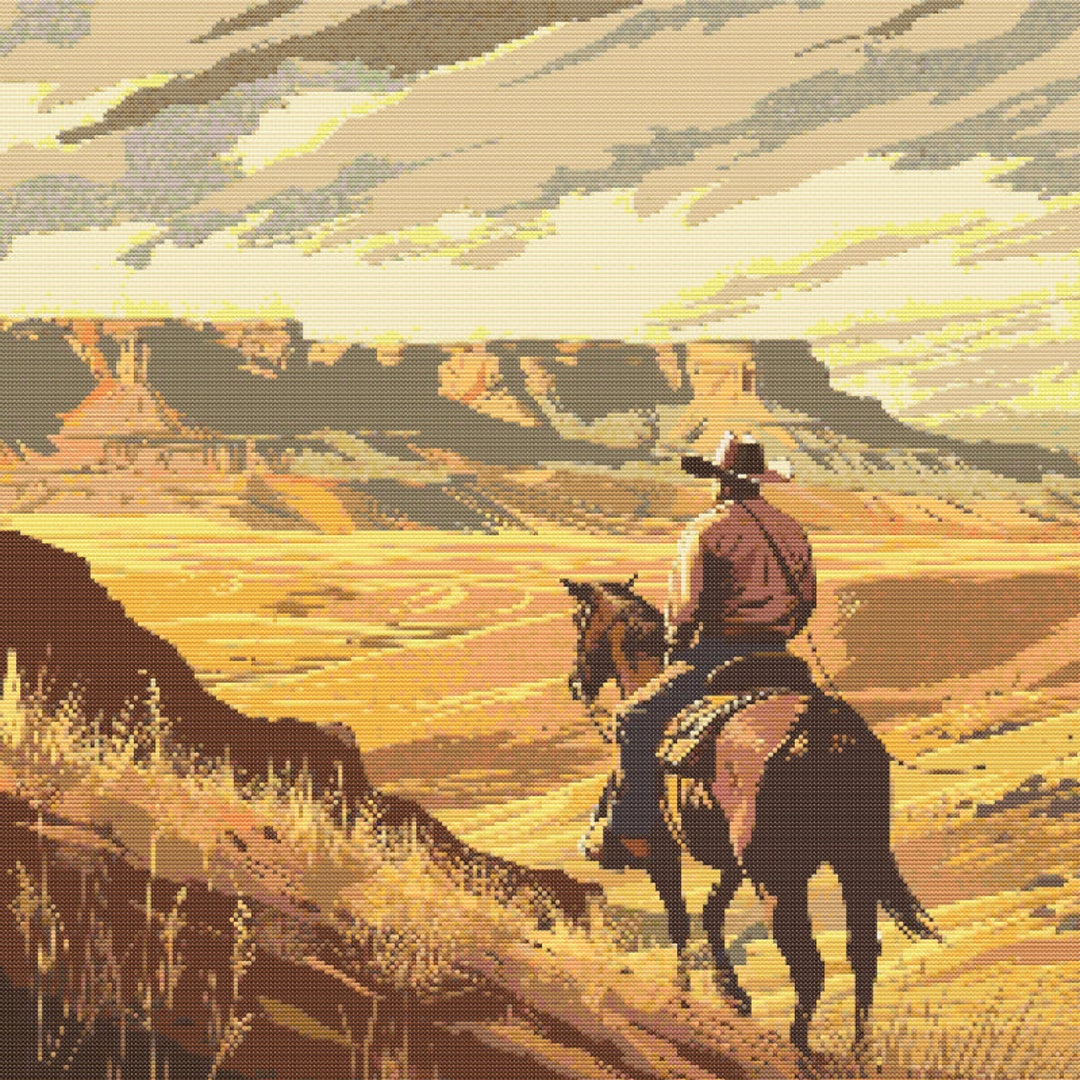 Cowboy Riding Scene 8 Cross-stitch Pattern Digital Download - Etsy