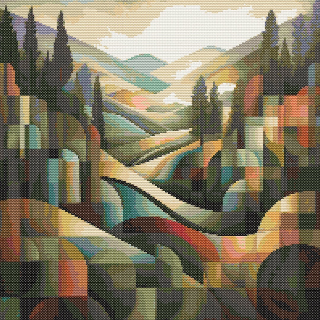 Geometric Landscape 1 Cross-stitch Pattern PDF Instant Download for ...